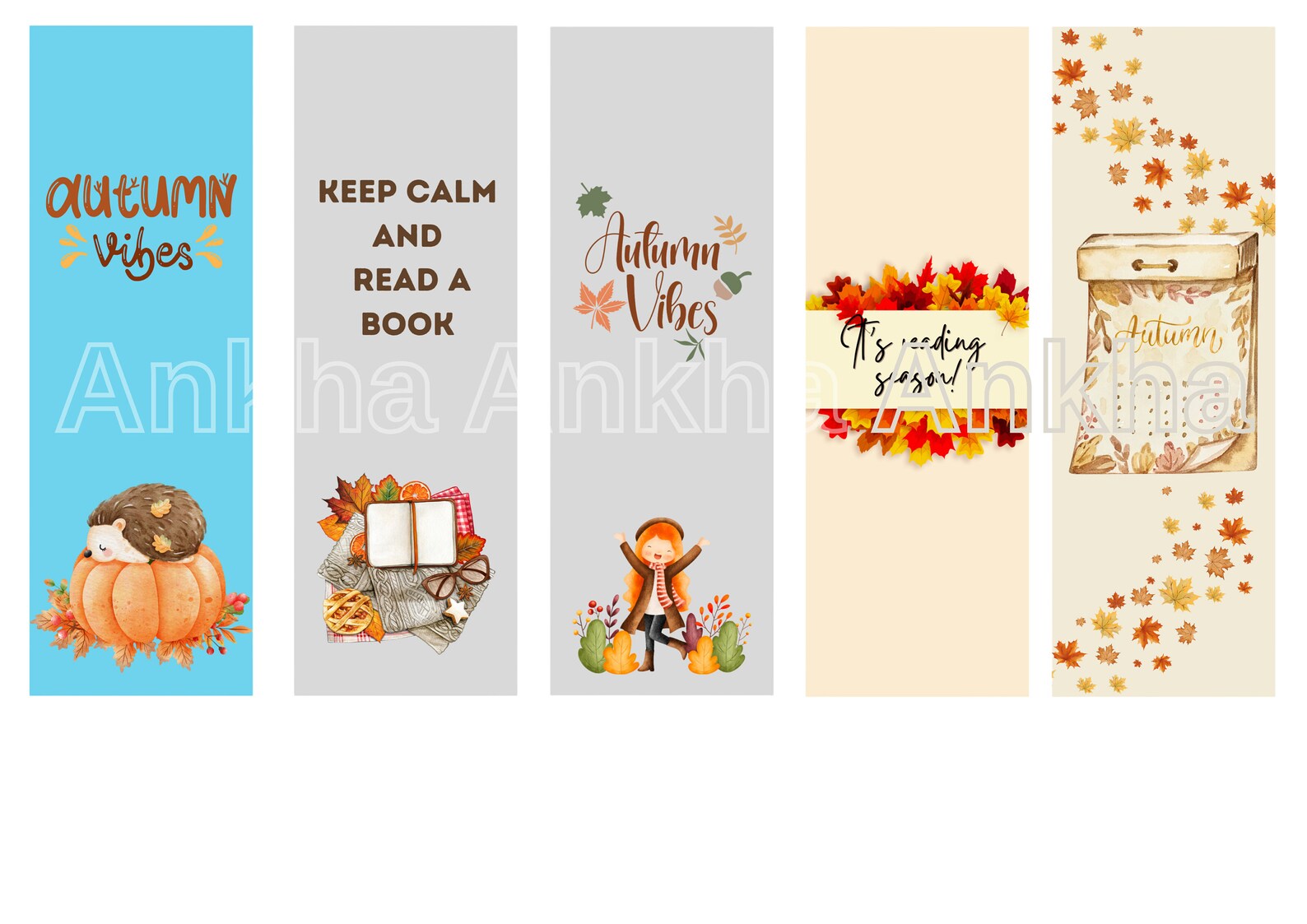 Autumn Printable Bookmarks, Digital Bookmarks, Autumn Bookmarks ...
