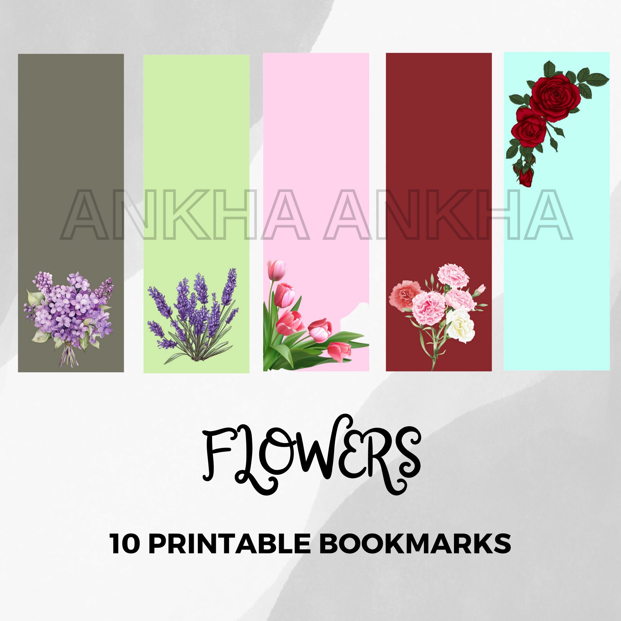 Flowers Printable Bookmarks Digital Bookmarks Flowers - Etsy