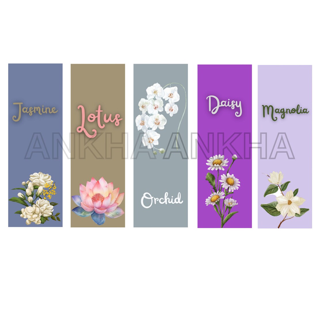 Flowers Printable Bookmark Digital Bookmarks Flowers Bookmarks ...