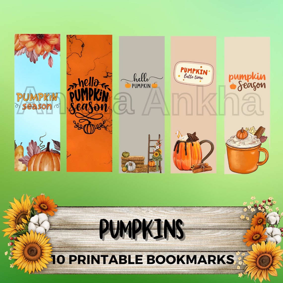 Pumpkin Printable Bookmarks, Digital Bookmarks, Pumpkin Bookmarks ...