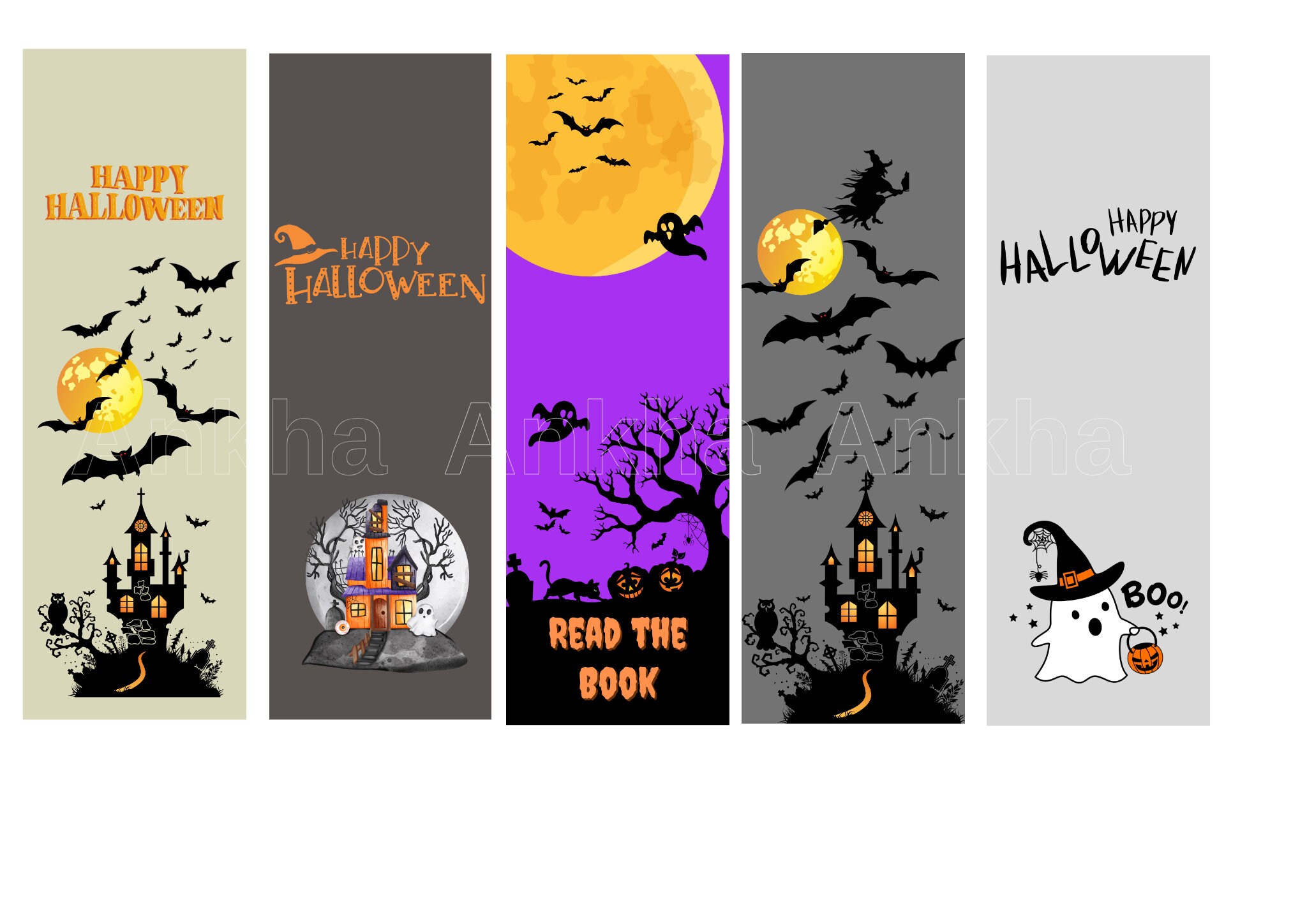 Halloween Printable Bookmarks, Digital Bookmarks, Helloween Bookmarks ...