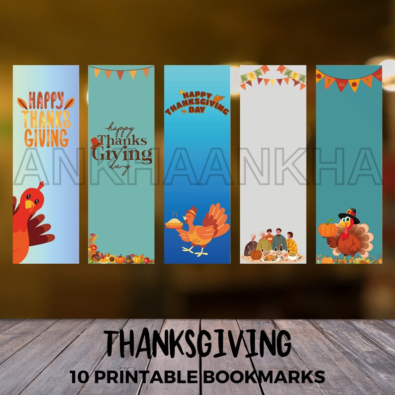 Thanksgiving Printable Bookmarks, Thanksgiving, Digital Bookmark ...