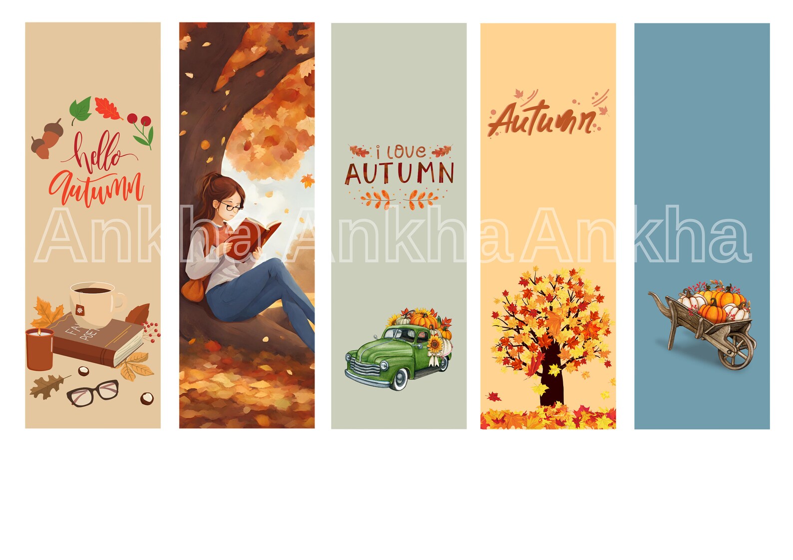 Autumn Printable Bookmarks, Digital Bookmarks, Autumn Bookmarks ...