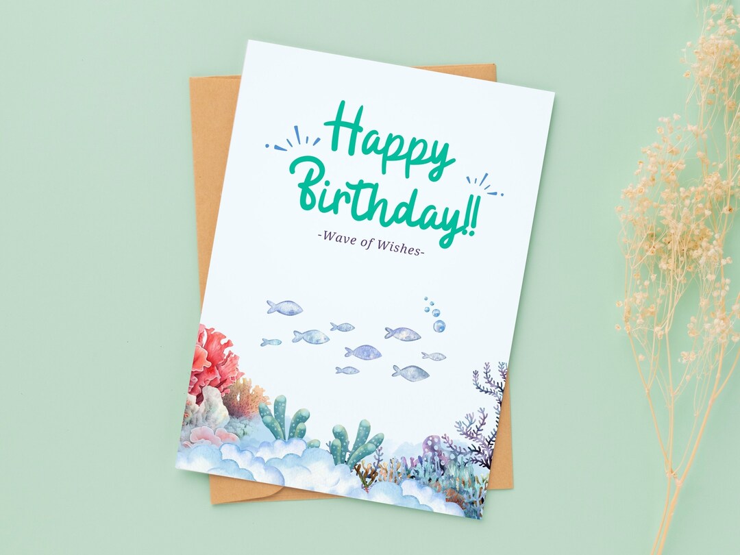 Under the Sea Birthday Card Downloadable Birthday Card for Kids ...