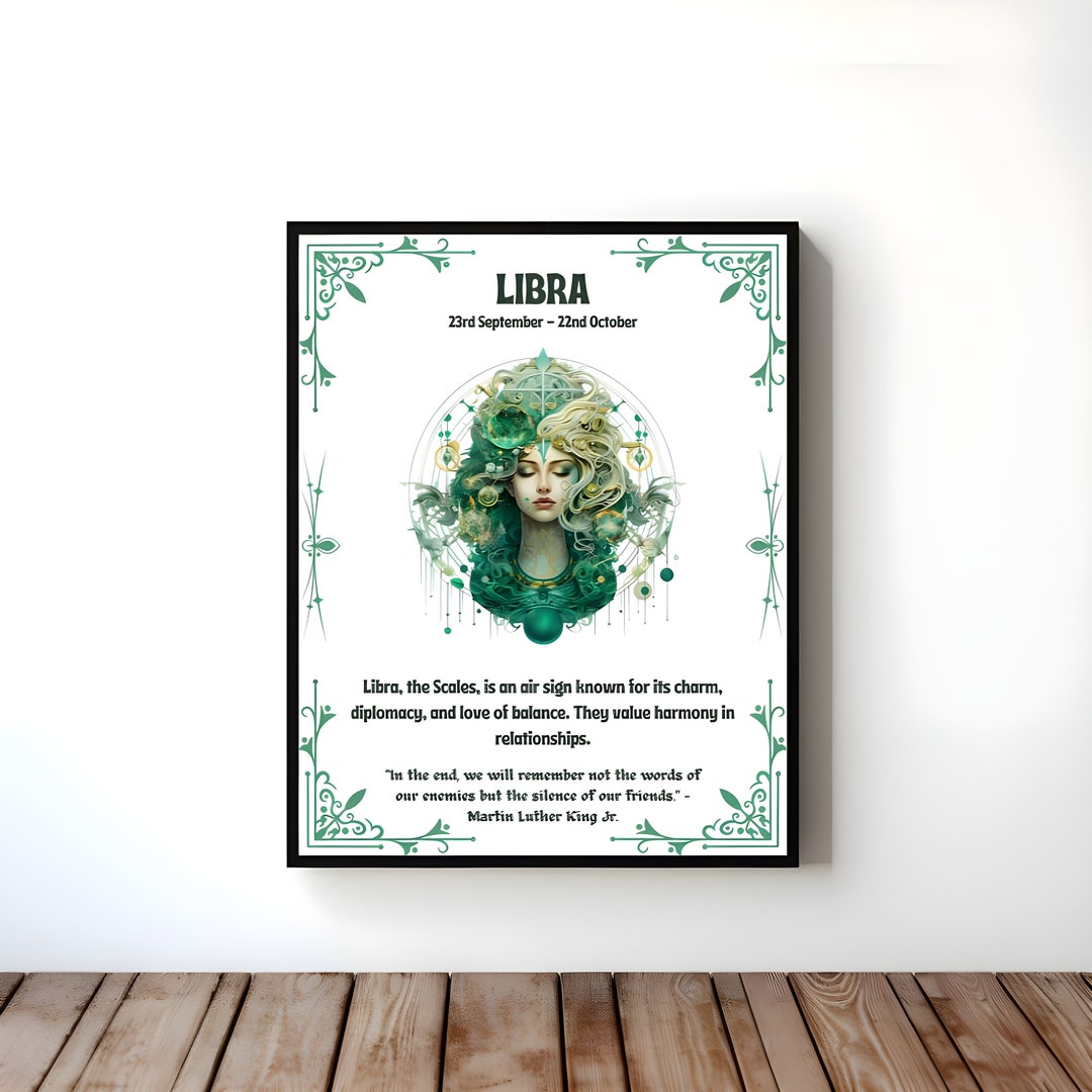 Libra Zodiac Sign Poster: Celestial Wall Art for Modern Interiors Ideal ...