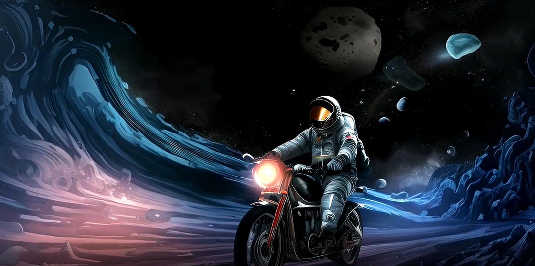 Astronaut Space Motorcycle Ride: 4K UHD, Motion Background, Animated ...