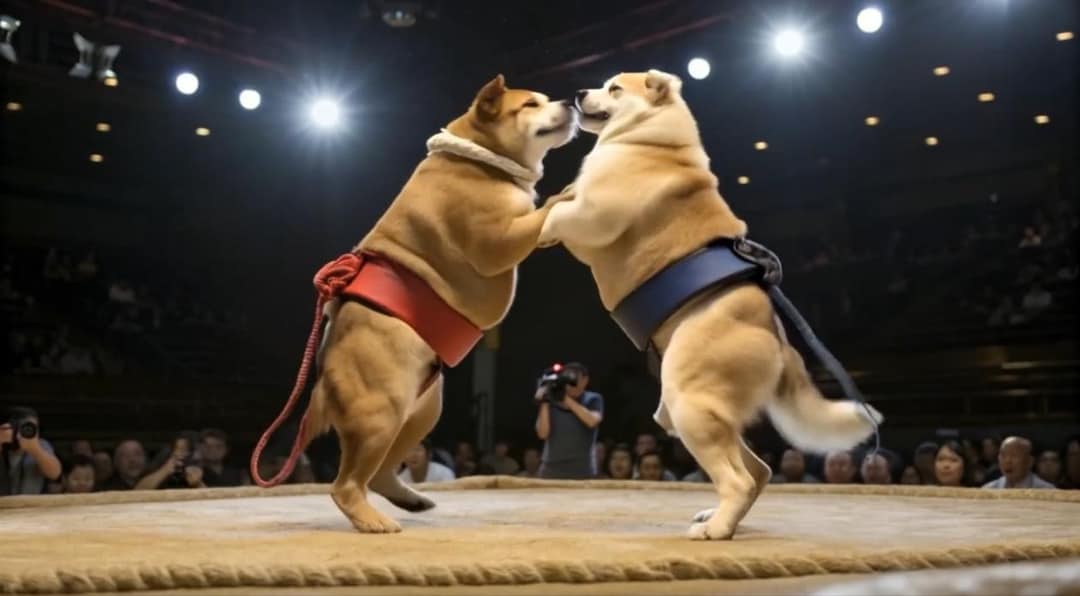 Shiba Inu Sumo Wrestlers Animation: 4K UHD, Motion Background, Animated ...