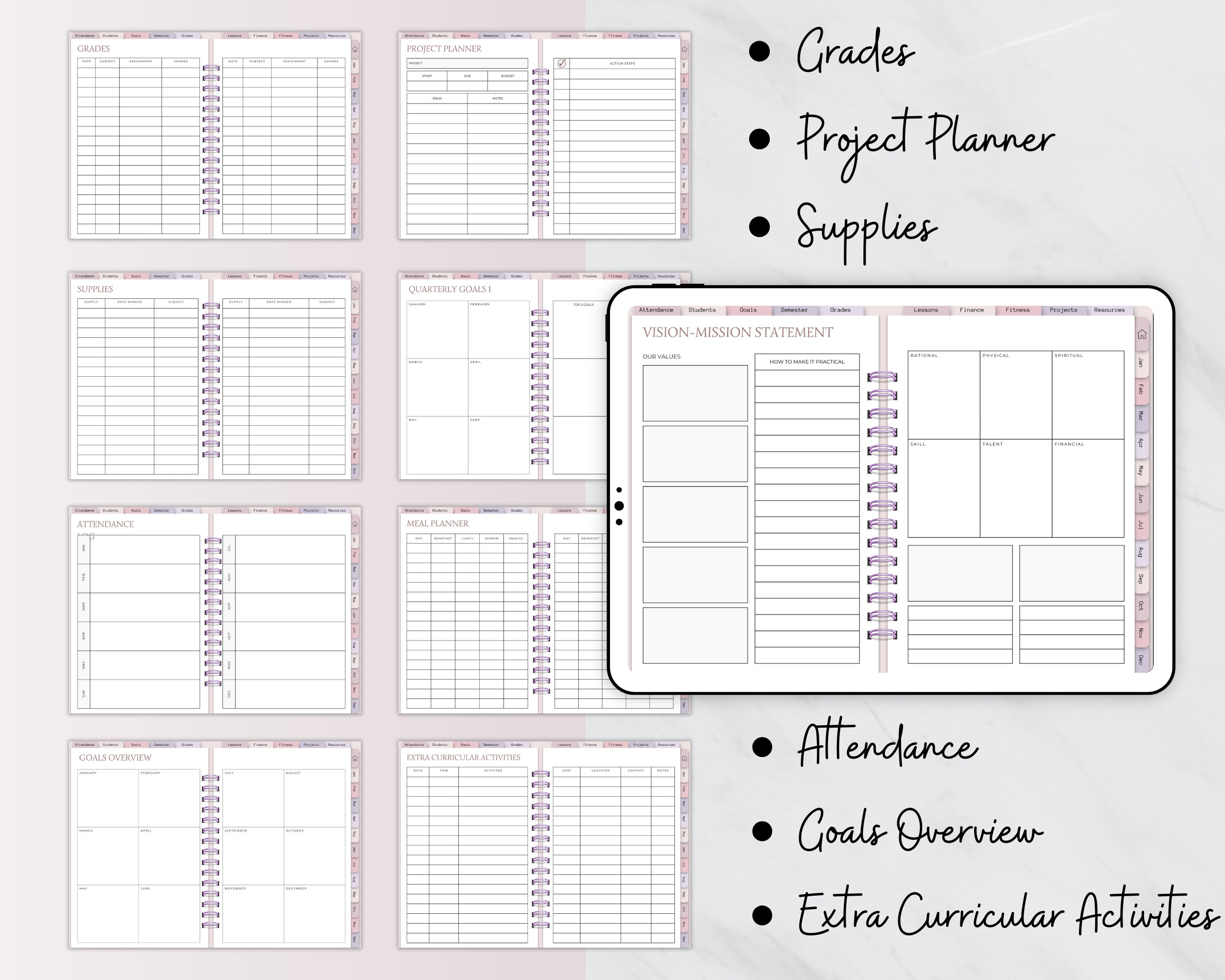 Digital Homeschool Planner Undated Lesson Plan Template Home School ...