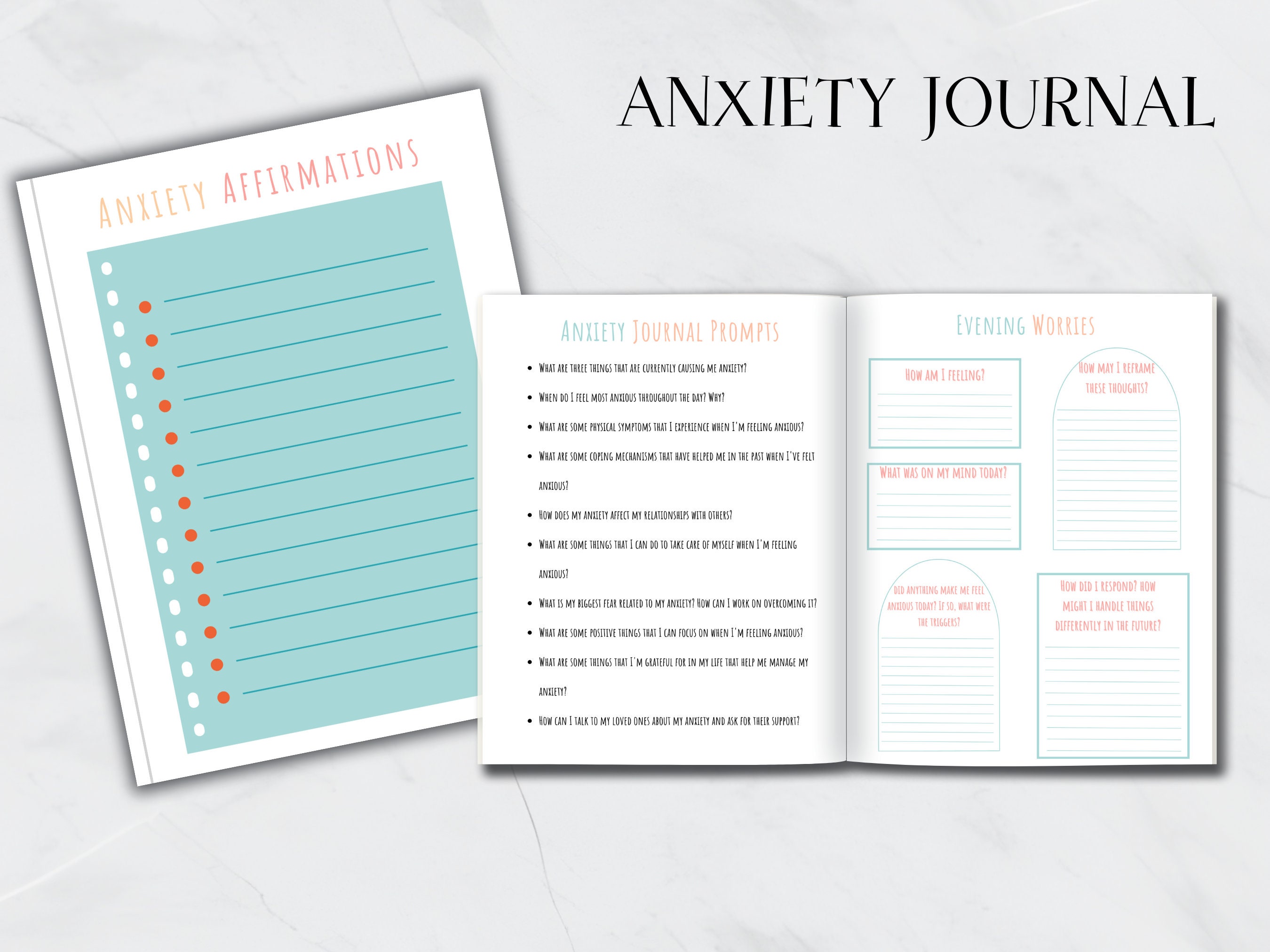 Digital Anxiety Journal, Therapy Journal, Mental Health Journal ...
