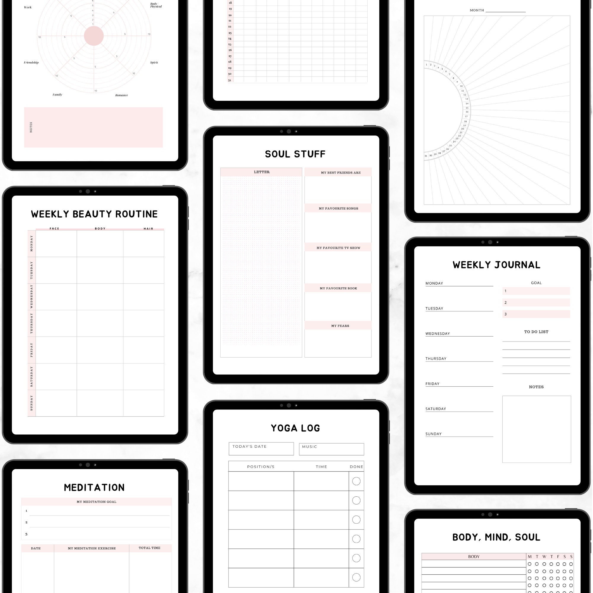 Digital and Printable Self Care Journal, iPad Planner , Goodnotes ...