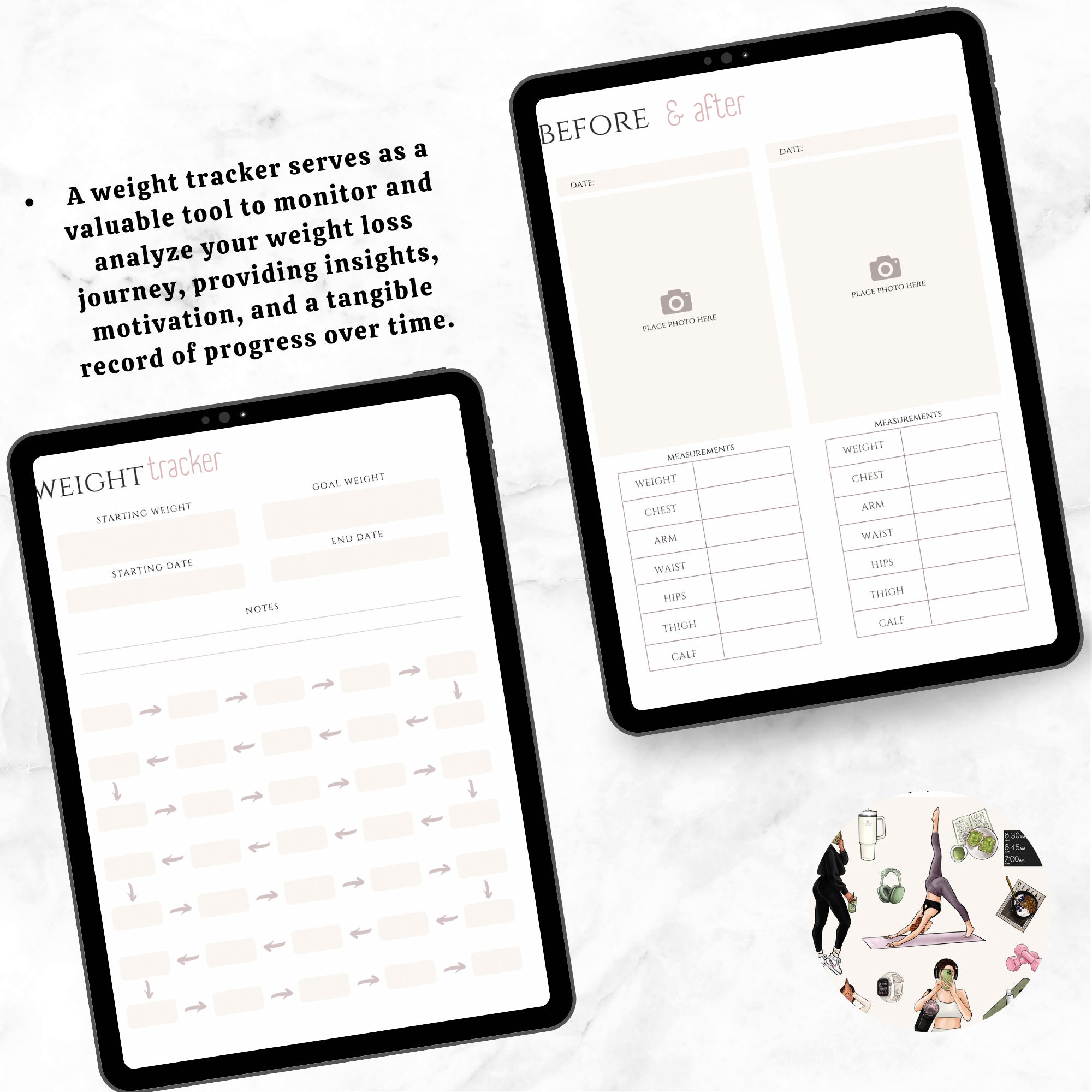 Digital Weight Loss Journal: Wellness Tracker (PDF Download) - Etsy