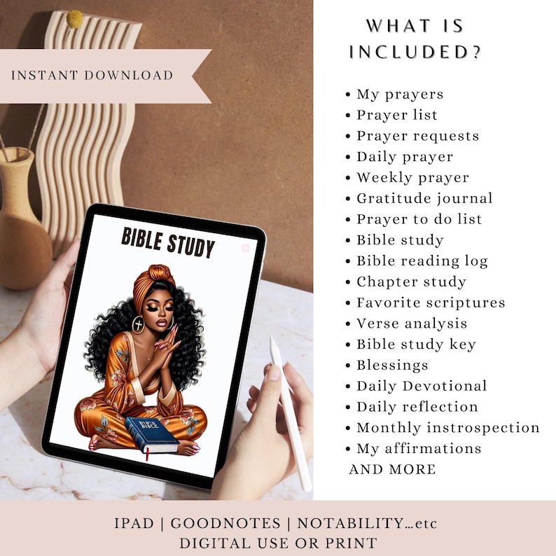 PLR Digital Prayer Journal: Black Girl Goodnotes Planner (commercial ...