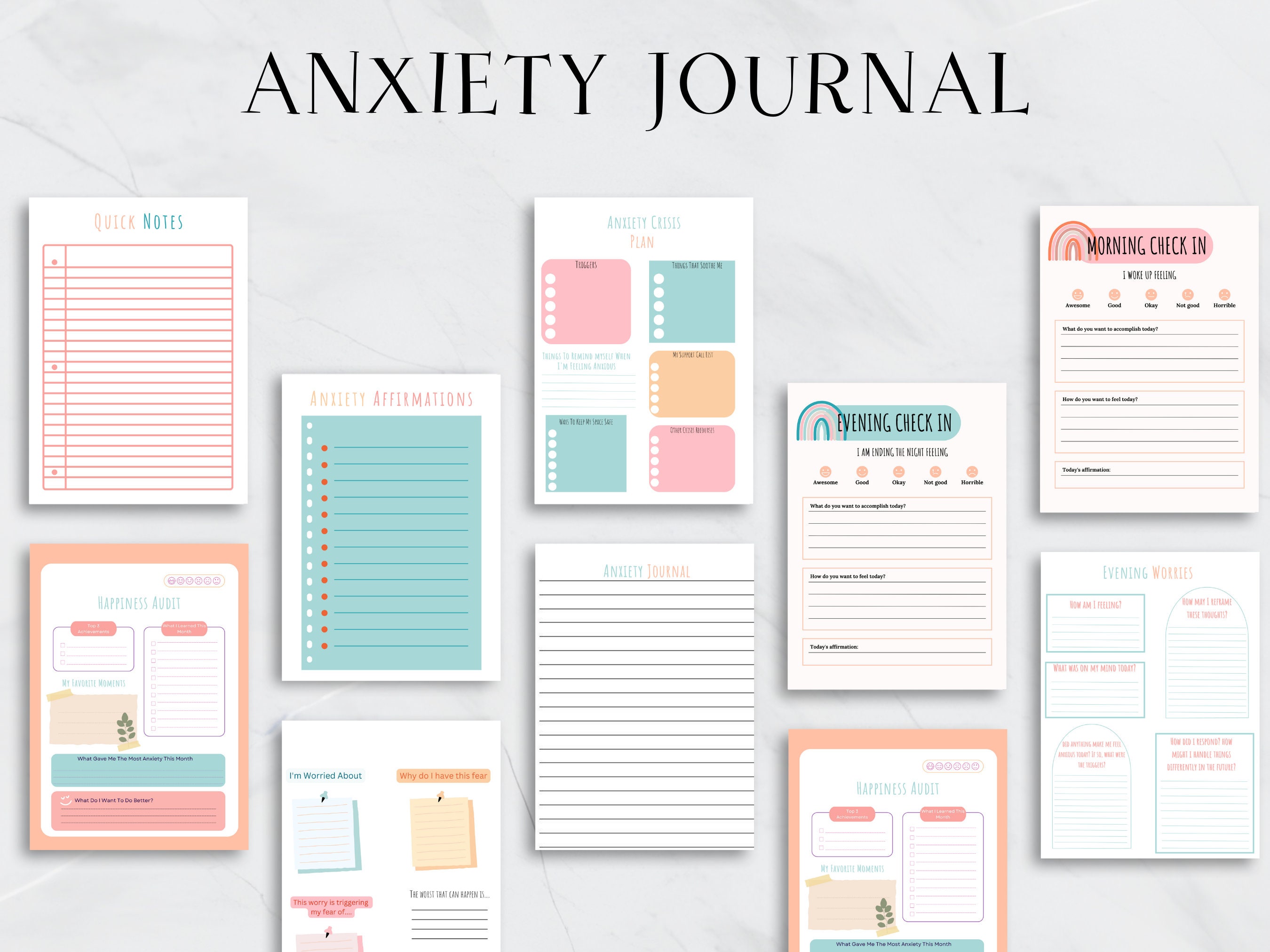 Digital Anxiety Journal, Therapy Journal, Mental Health Journal ...