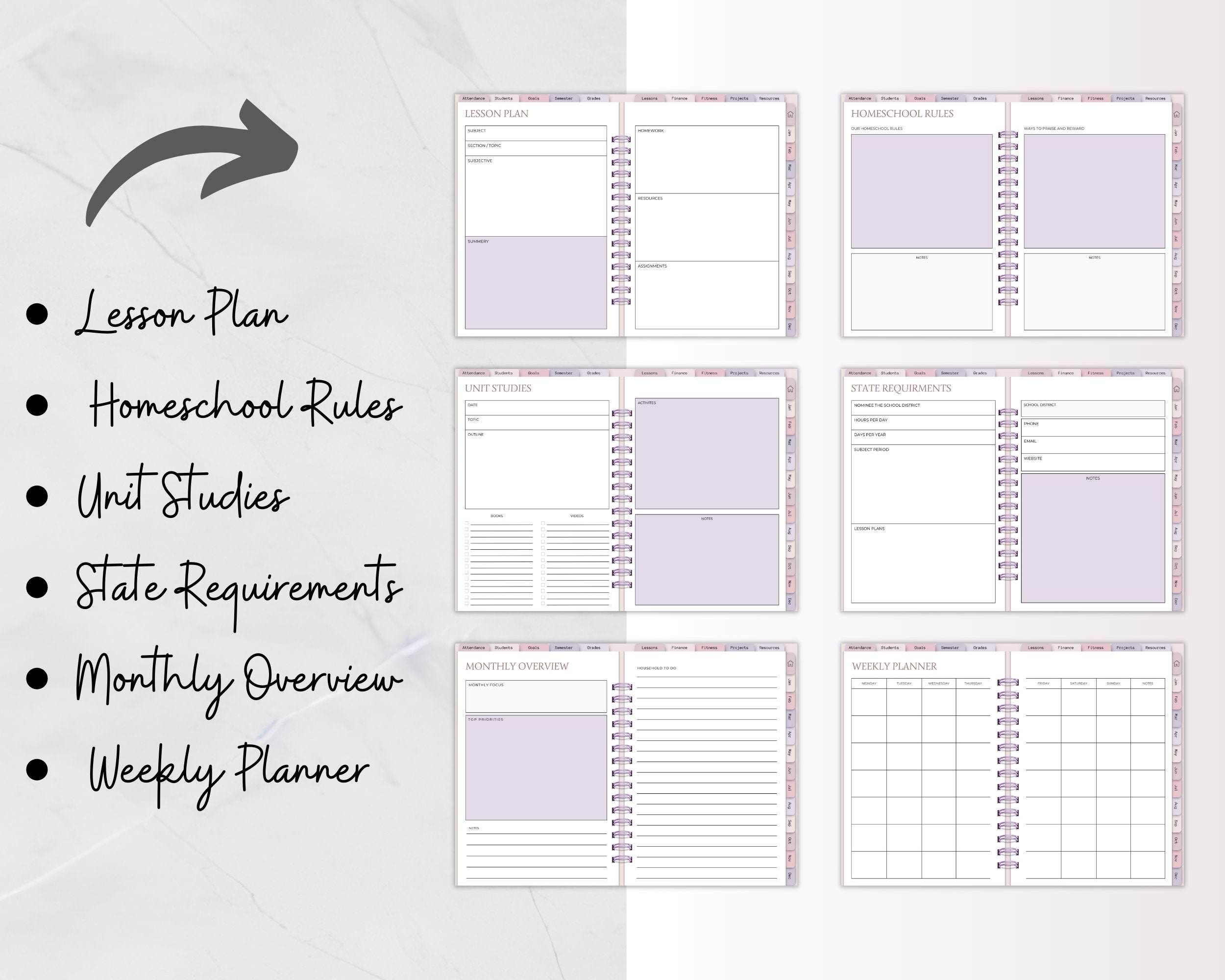 Digital Homeschool Planner Undated Lesson Plan Template Home School ...