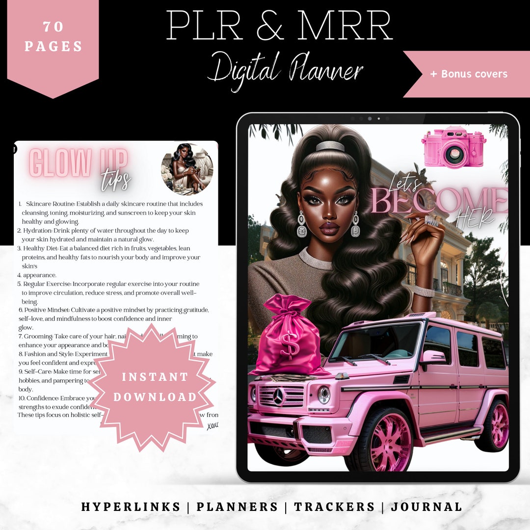 PLR MRR Digital Planner Black Girl Planner to Sell on Etsy With Master ...