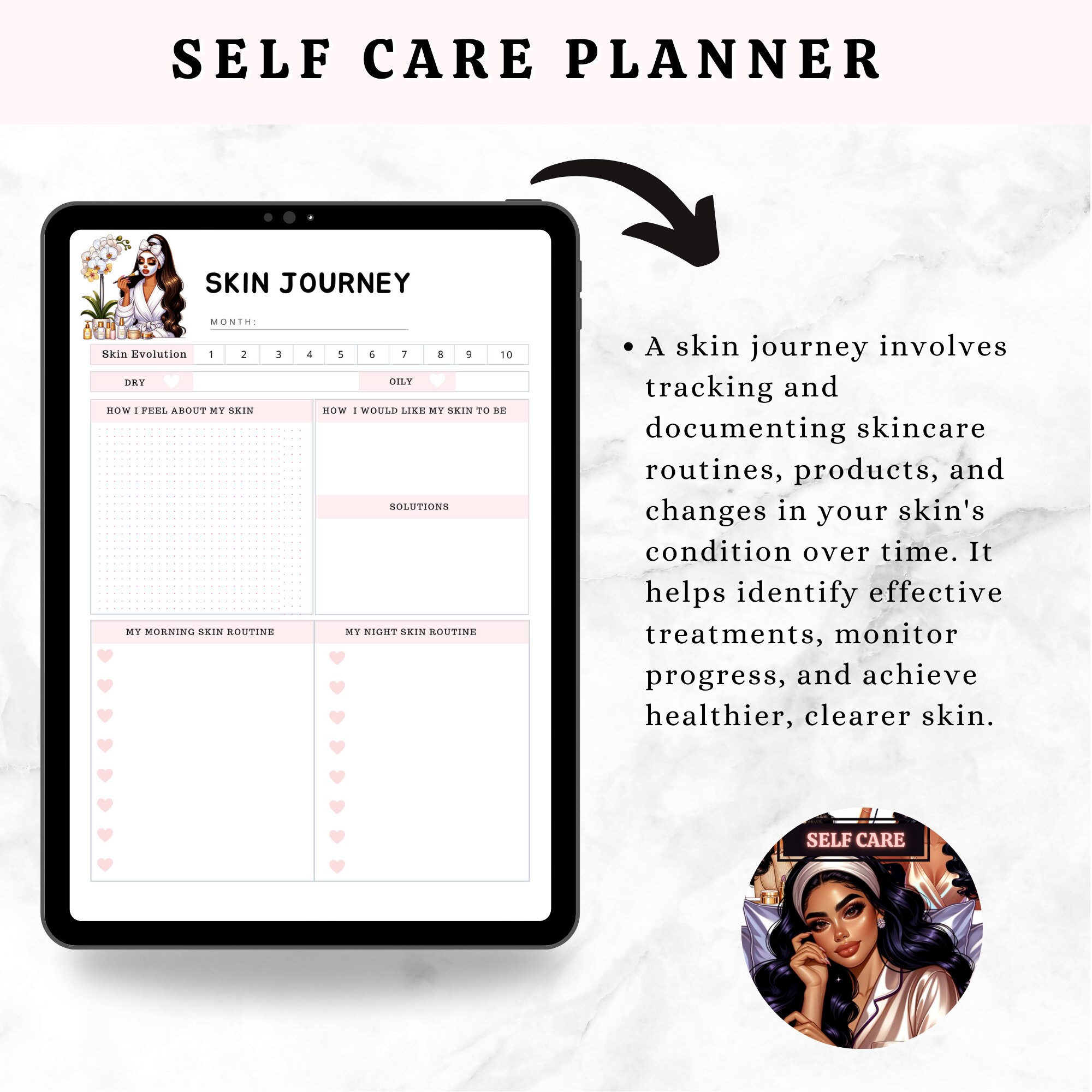 Digital and Printable Self Care Journal, iPad Planner , Goodnotes ...