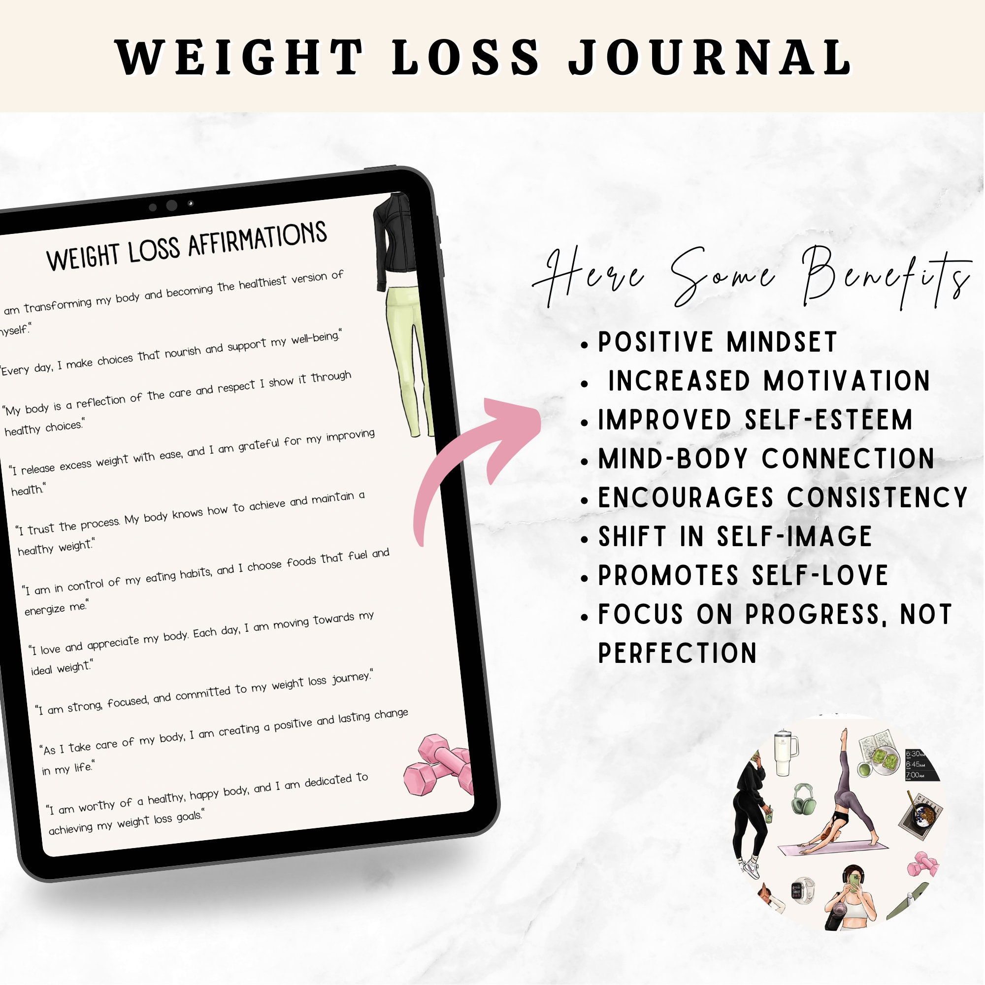 Digital Weight Loss Journal: Wellness Tracker (PDF Download) - Etsy