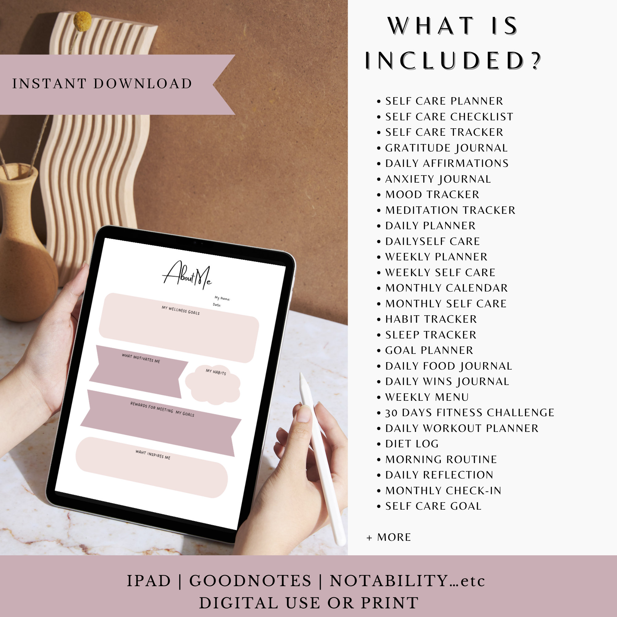Self Care Digital Planner, Habit Tracker , Digital Planner, iPad ...
