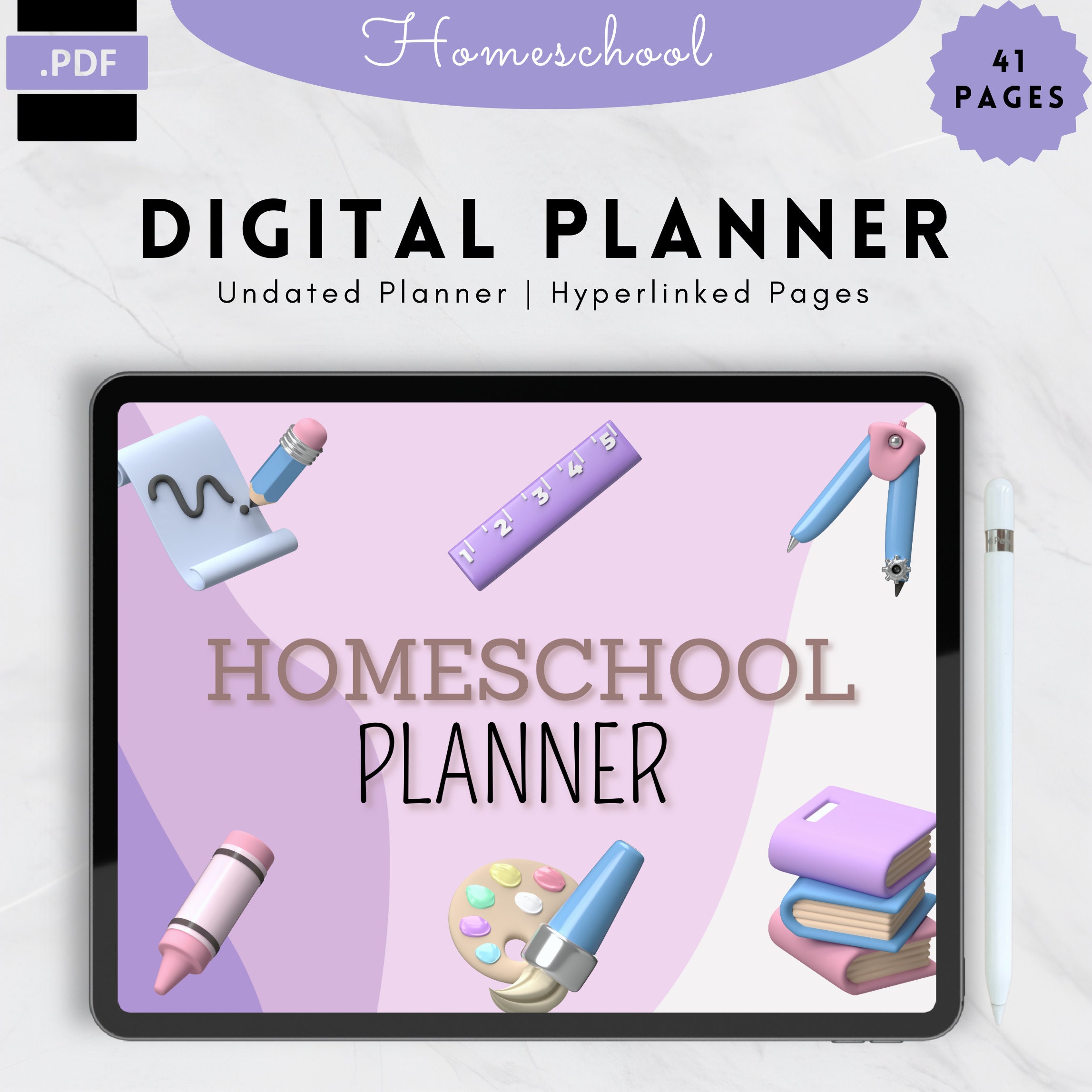 Digital Homeschool Planner Undated Lesson Plan Template Home School ...