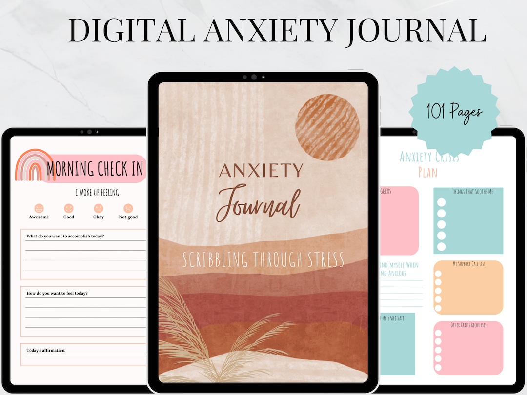 Digital Anxiety Journal, Therapy Journal, Mental Health Journal ...