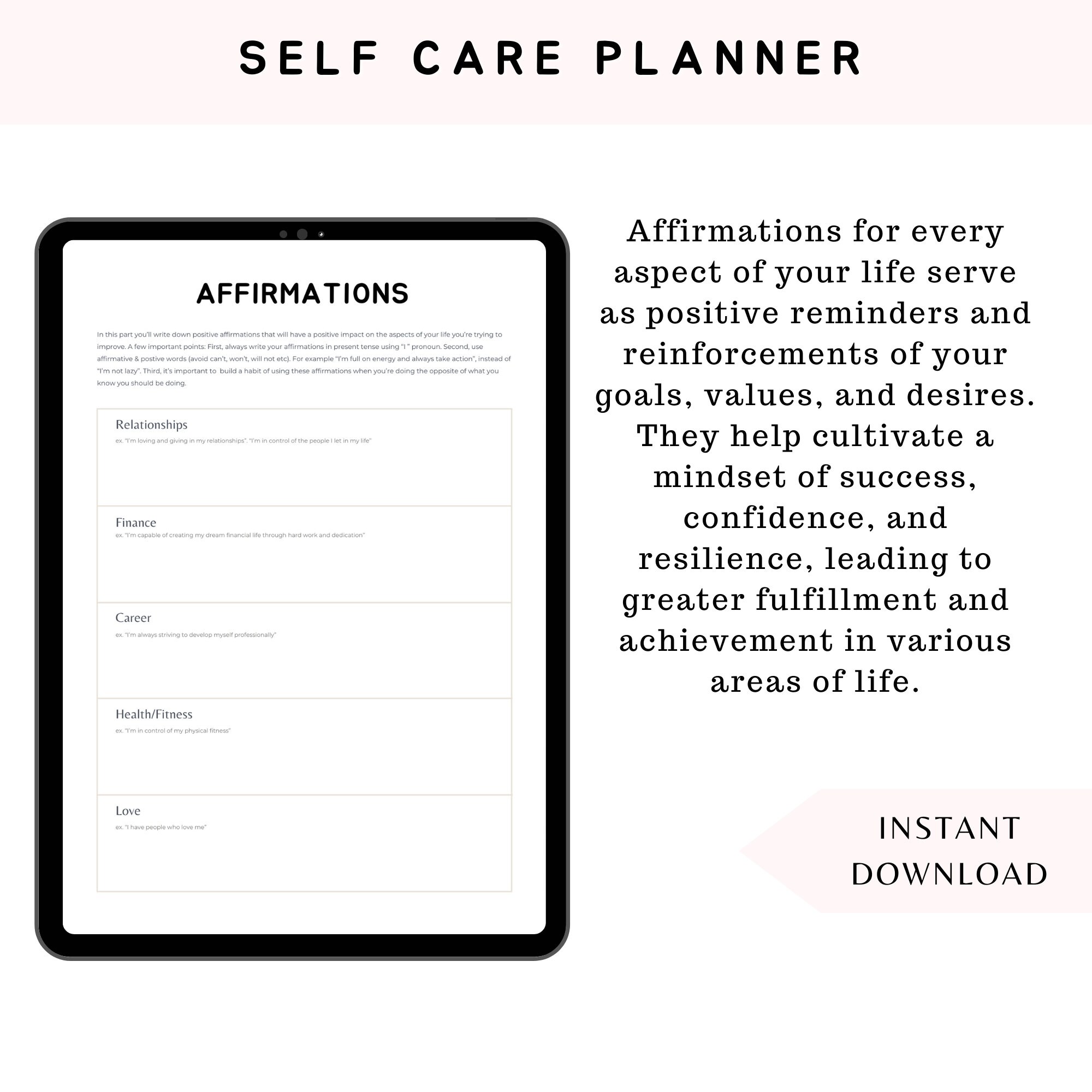 Digital and Printable Self Care Journal, iPad Planner , Goodnotes ...