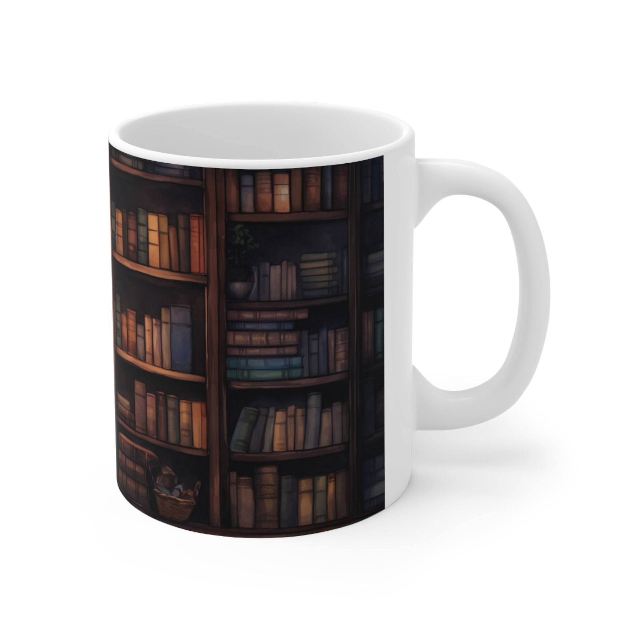 Home Library, Wrap Around Design, Ceramic Mug, 11oz, Coffee Mug, Tea ...