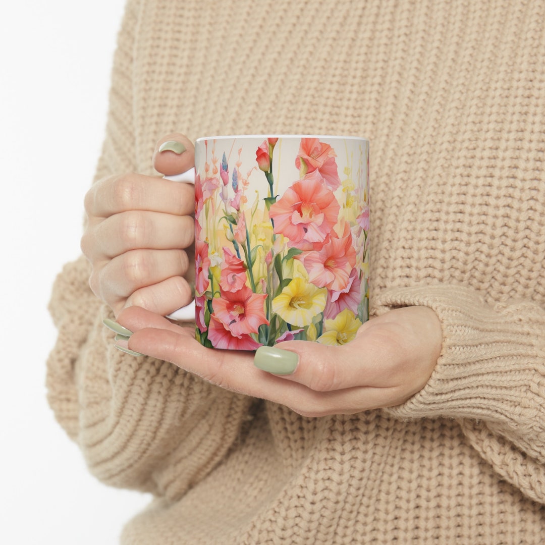 Gladiolus Garden, Ceramic Mug, 11oz, Coffee Mug, Tea Mug, Flower Garden ...