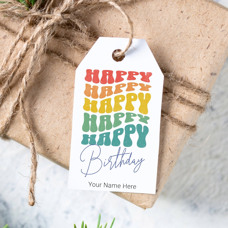 Happy Birthday Tags, Printable Birthday Tags, Birthday Gift Tag ...