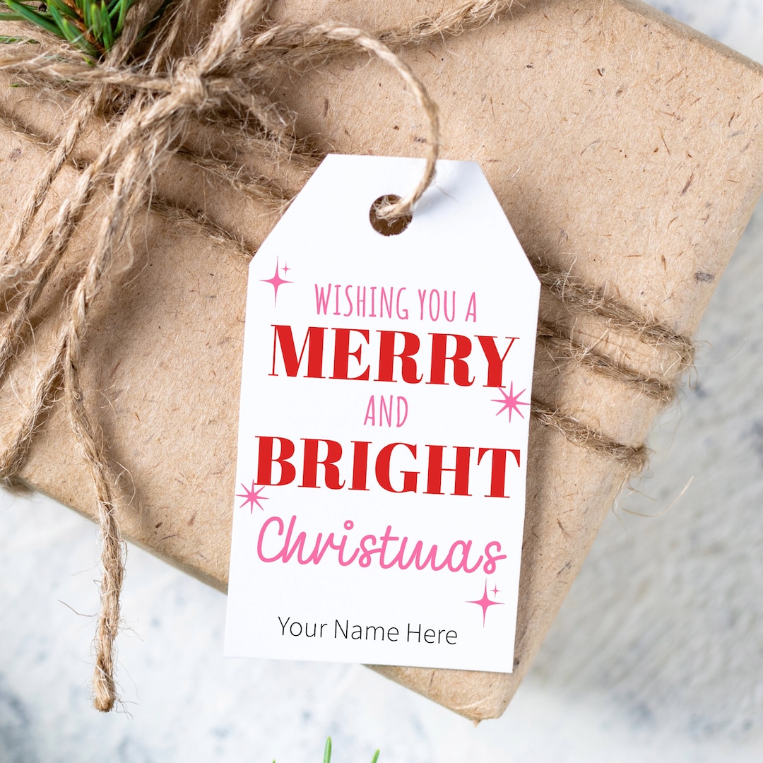 Wishing You Merry Christmas Tags, Printable Christmas Tags, Christmas ...