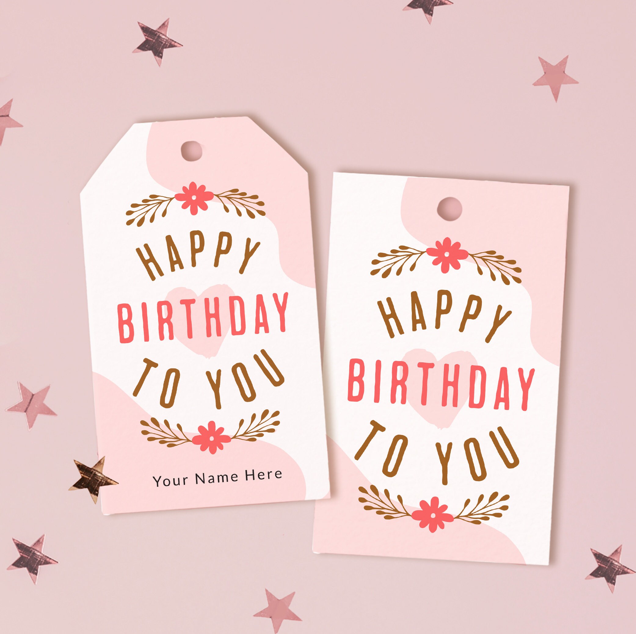 Happy Birthday Tags, Printable Birthday Tags, Birthday Gift Tag ...