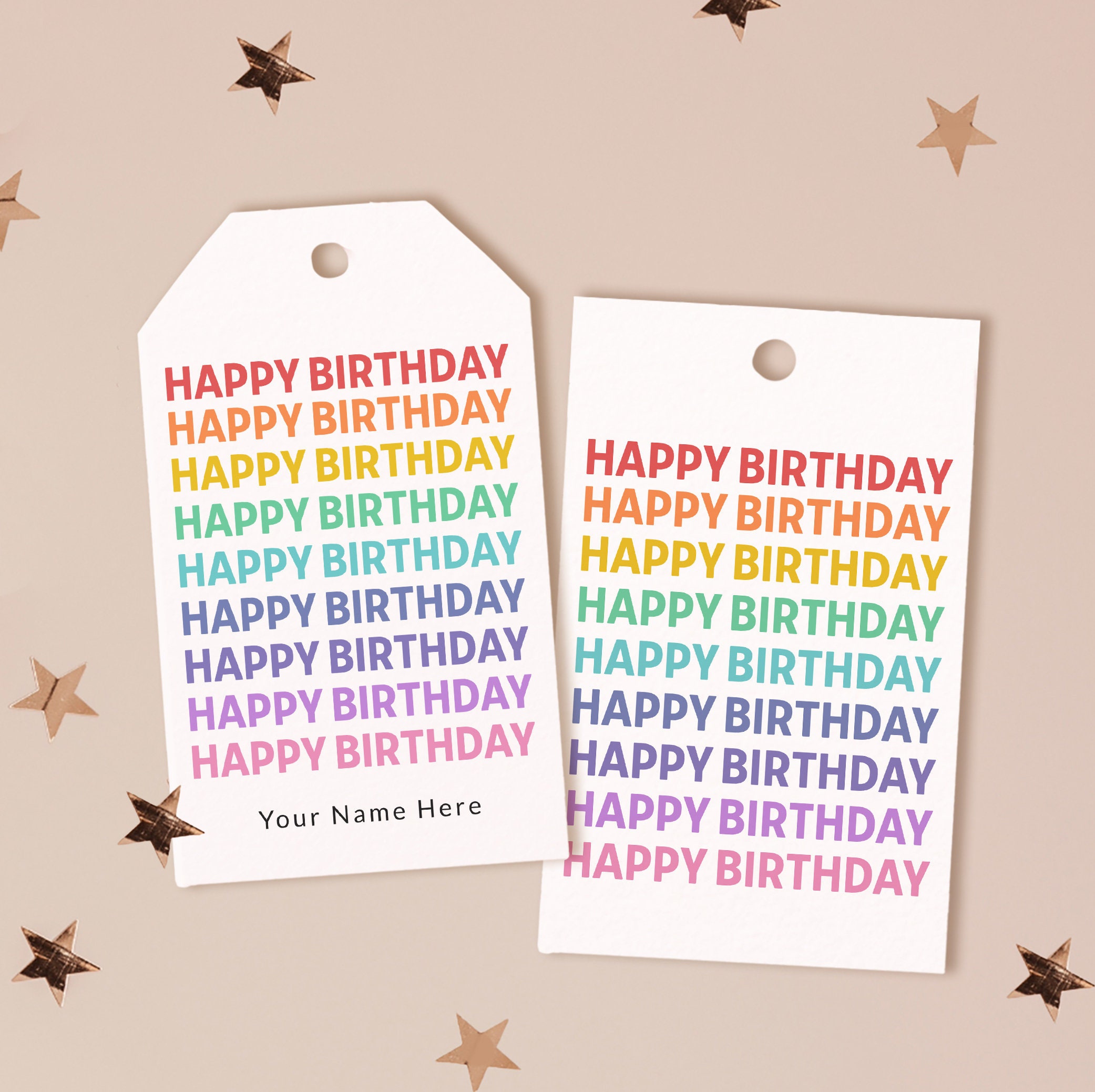 Rainbow Birthday Tags, Printable Happy Birthday Tags, Birthday Gift Tag ...