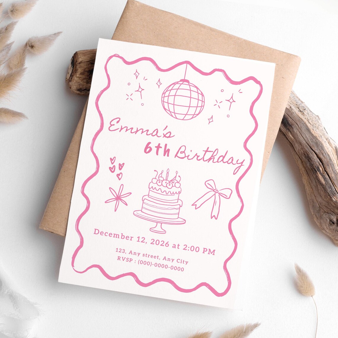 Printable Editable Birthday Party Invitation, Girl Birthday Invitation ...