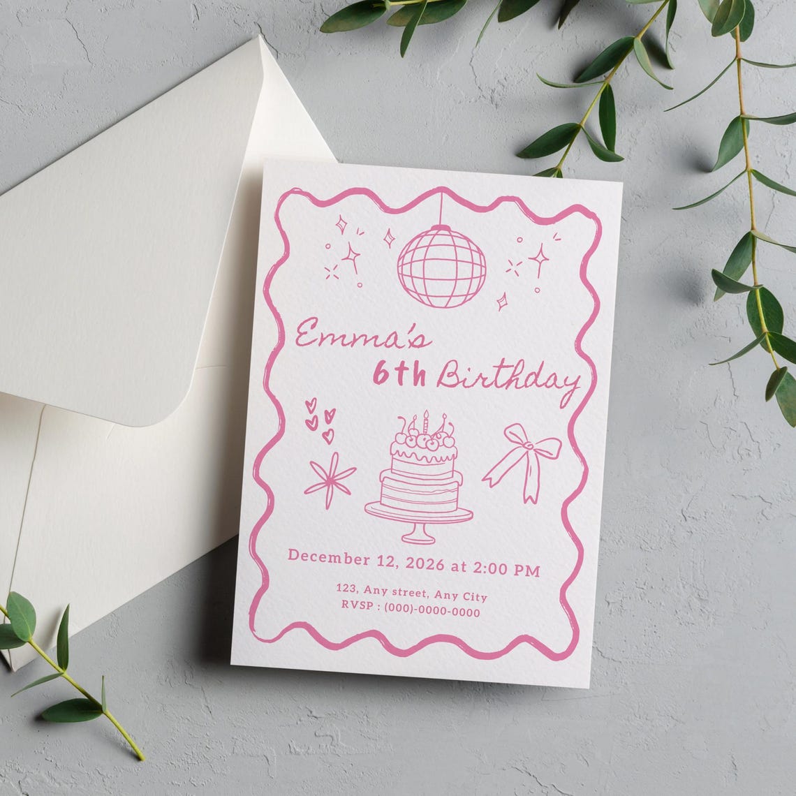 Printable Editable Birthday Party Invitation, Girl Birthday Invitation ...