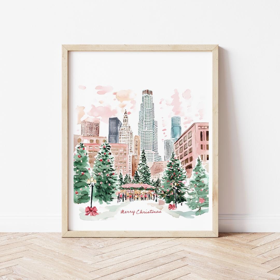 Printable Watercolor Holiday Wall Decor, Christmas Poster, Christmas ...
