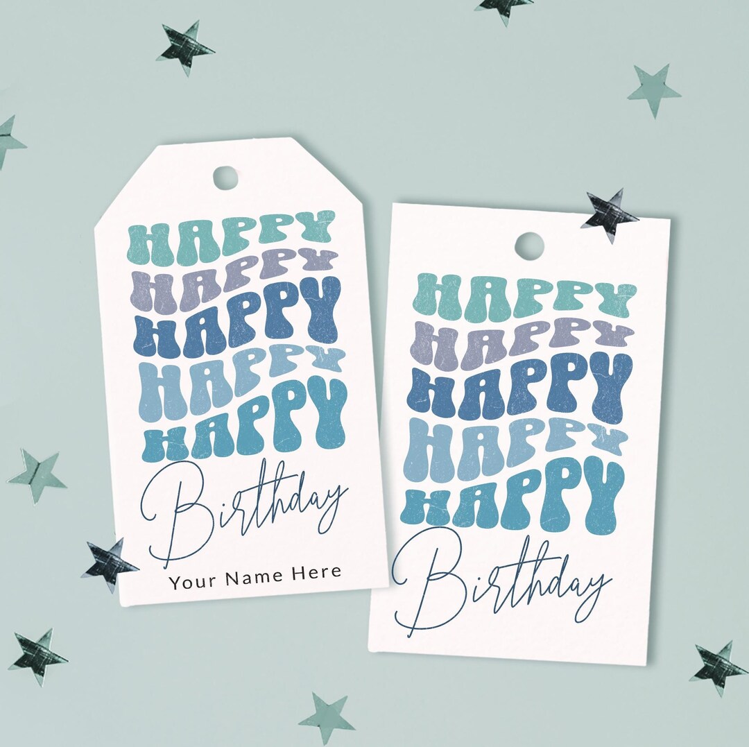 Happy Birthday Tags, Printable Birthday Tags, Birthday Gift Tag ...