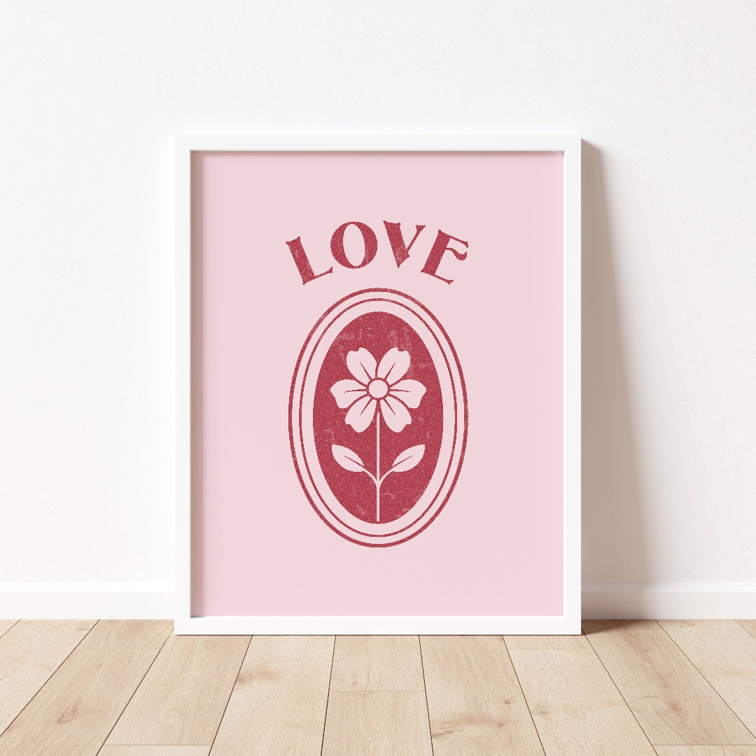 Retro Flower Wall Decor Digital Download Print Retro Wall - Etsy