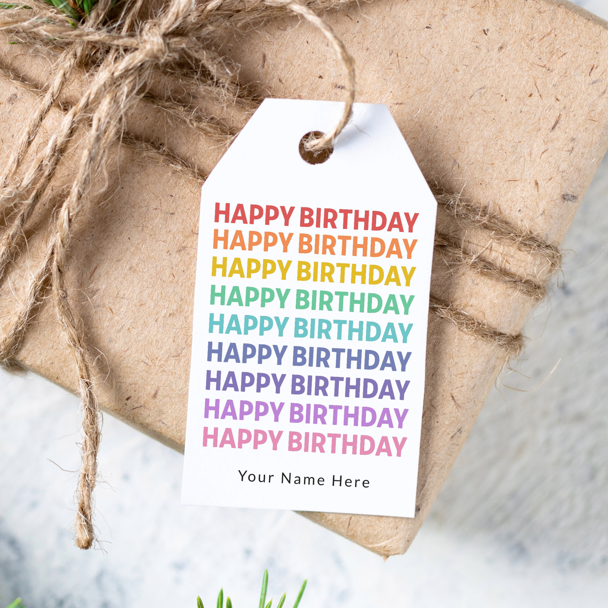 Rainbow Birthday Tags Printable Happy Birthday Tags Birthday - Etsy