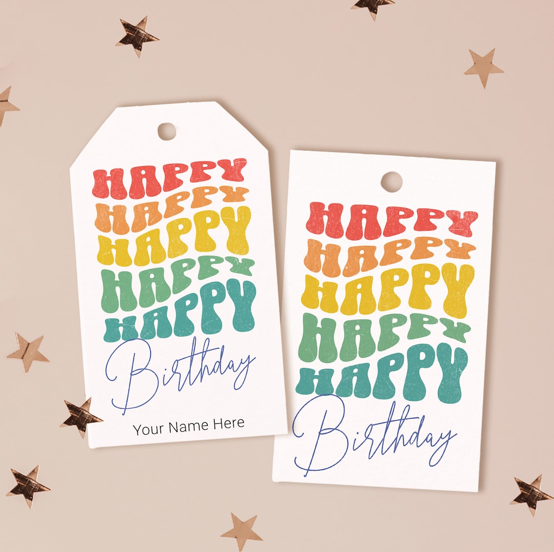 Happy Birthday Tags, Printable Birthday Tags, Birthday Gift Tag ...
