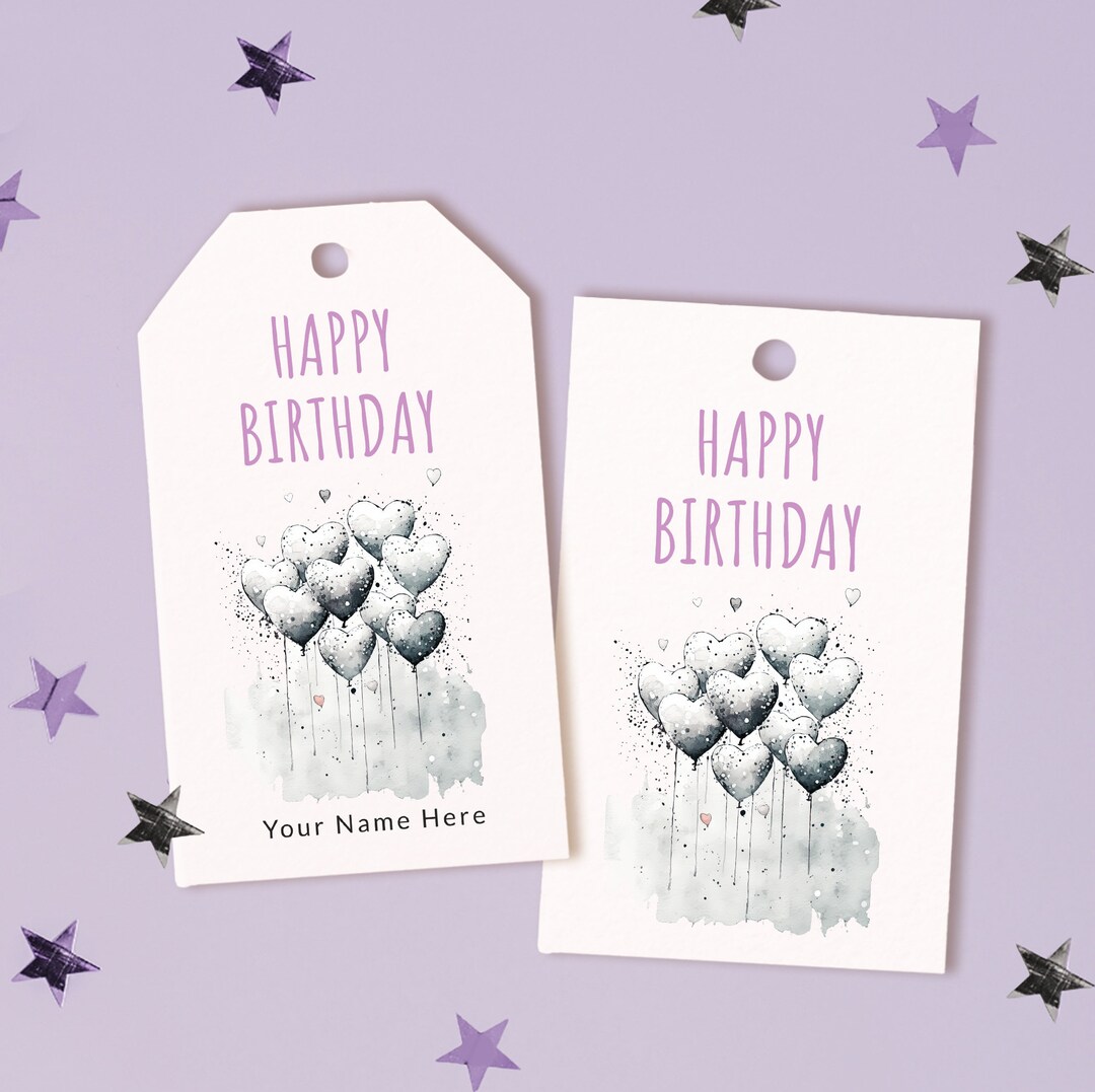 Happy Birthday Tags, Printable Birthday Tags, Birthday Gift Tag ...