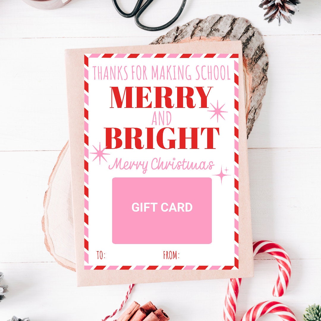 Teacher Christmas Gift Card Holder, Printable Gift Card Holder, X'mas ...