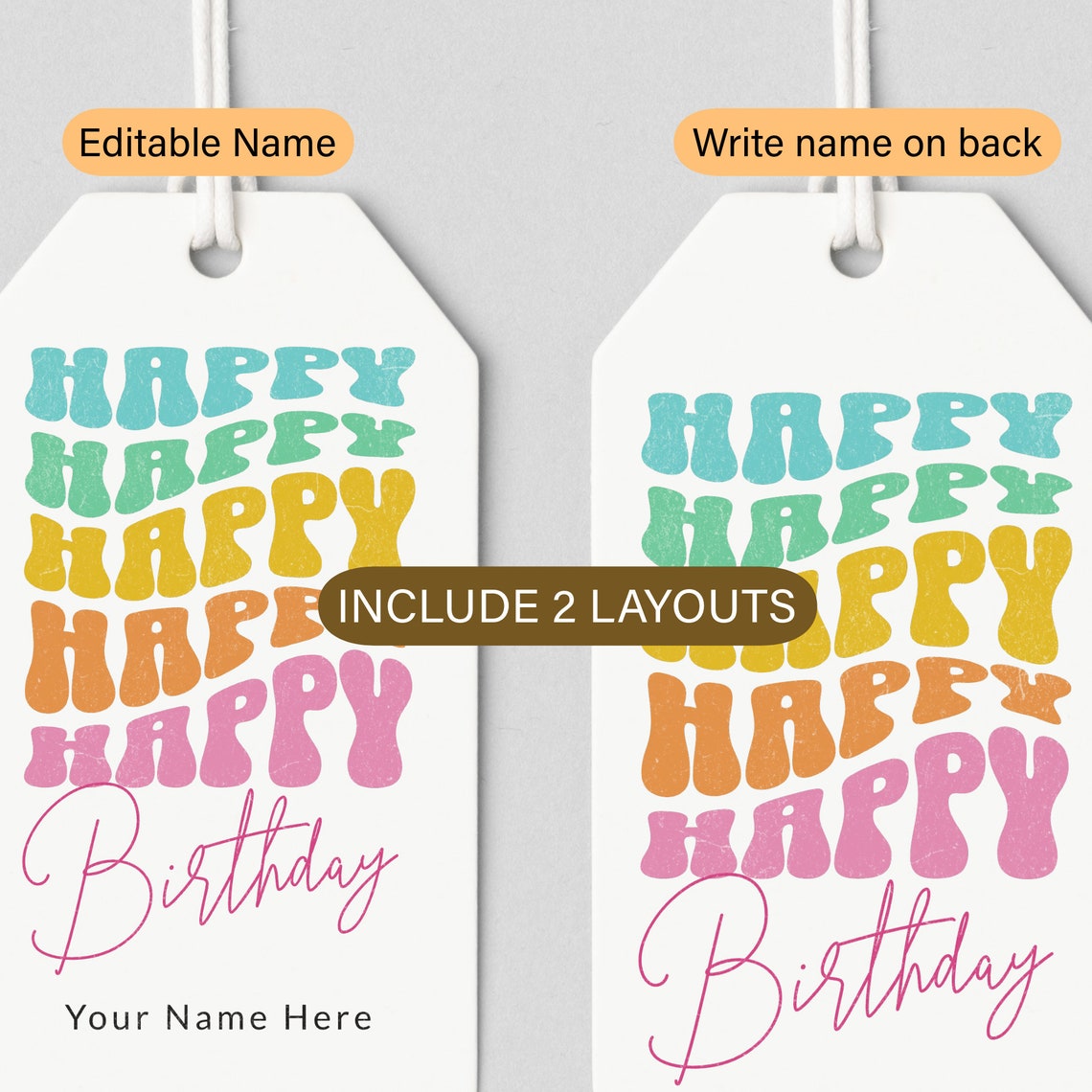 Happy Birthday Tags, Printable Birthday Tags, Birthday Gift Tag ...