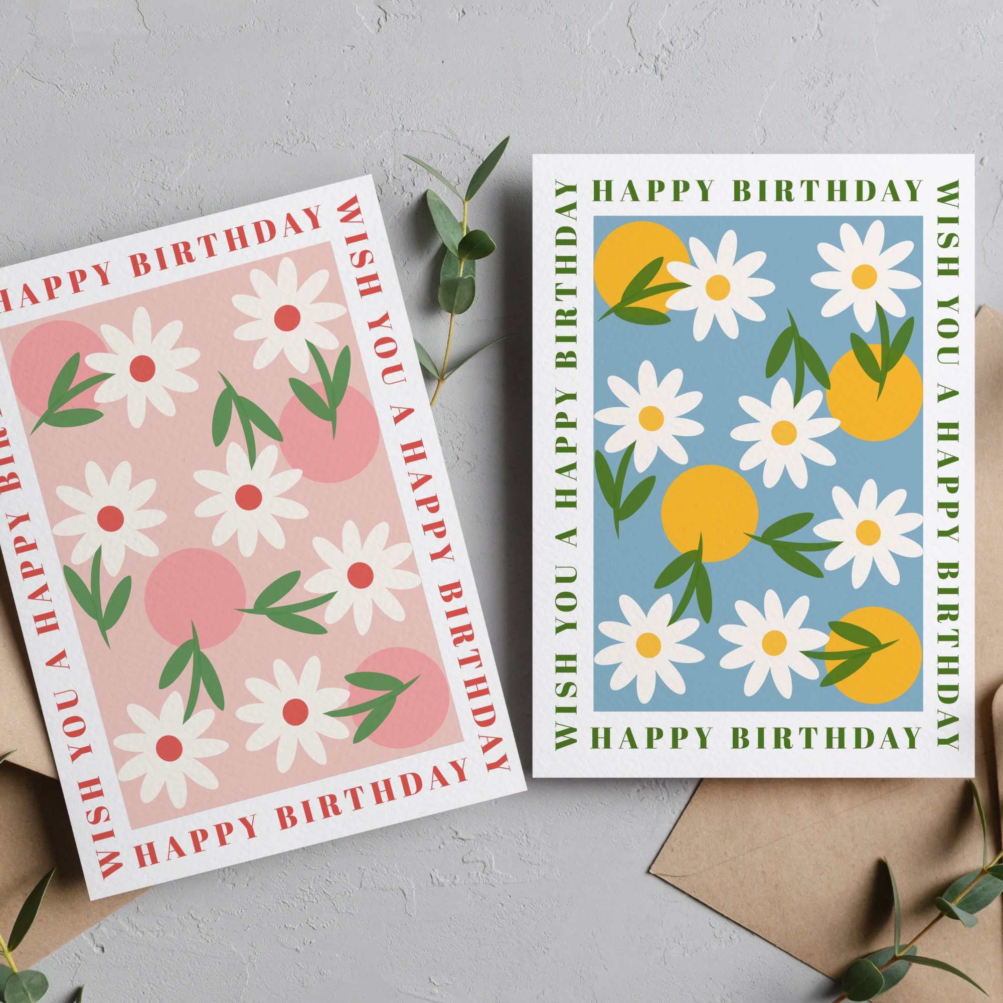 Flower Birthday Card, Easy Printable Happy Birthday Card, Floral ...
