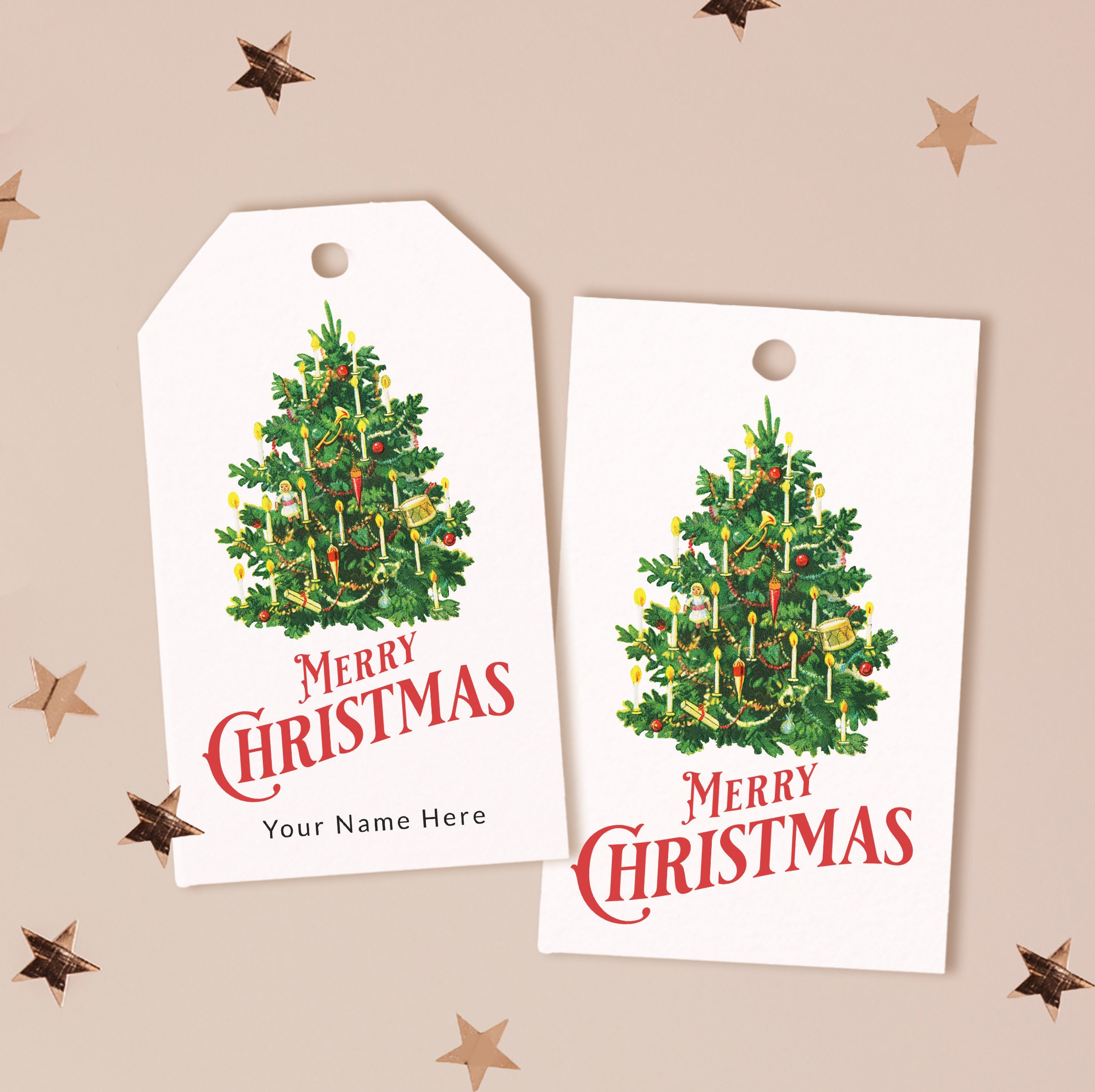 Vintage Christmas Tree Tags, Printable Christmas Tags, Christmas Gift ...