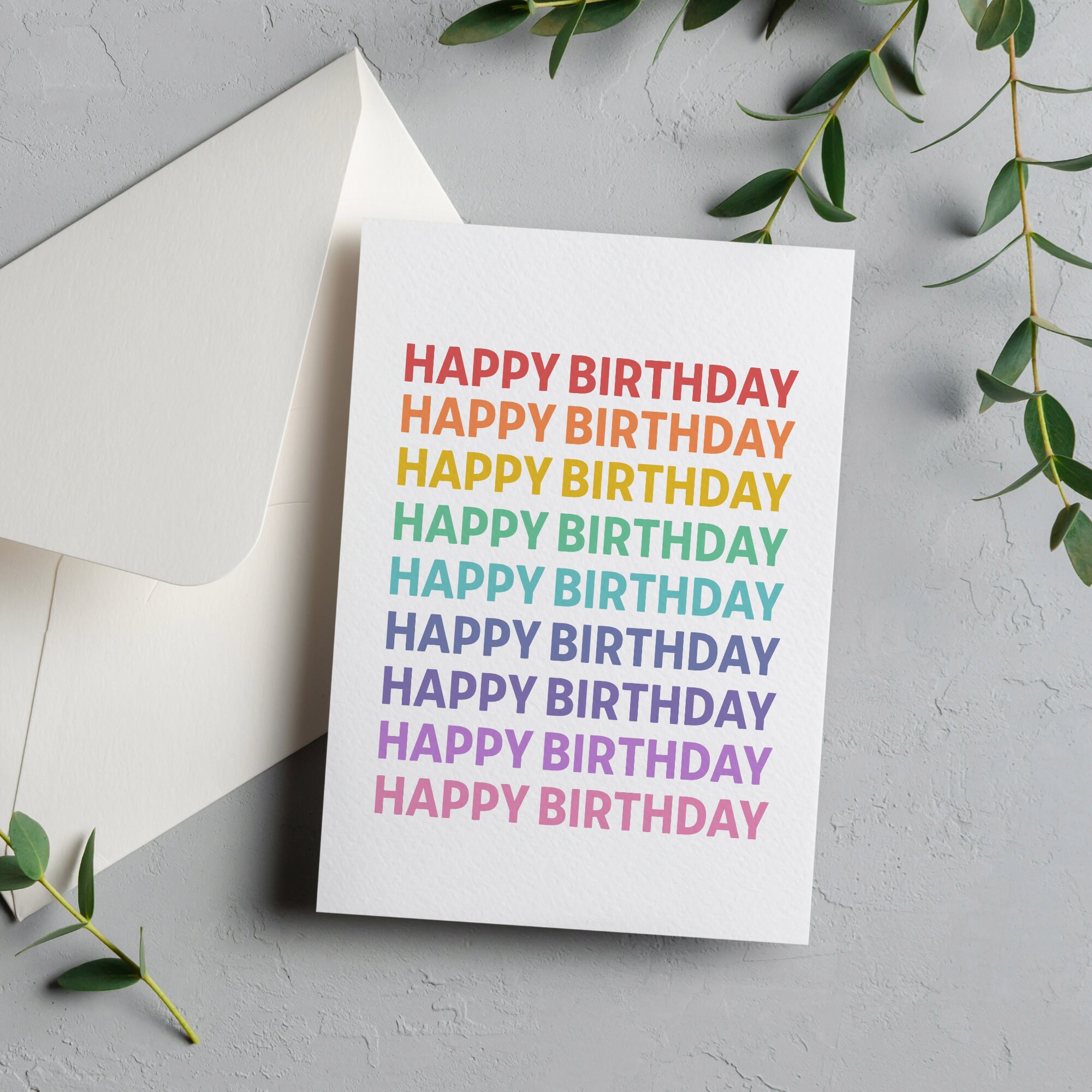 Rainbow Birthday Card, Printable Happy Birthday Card, Birthday Cards ...