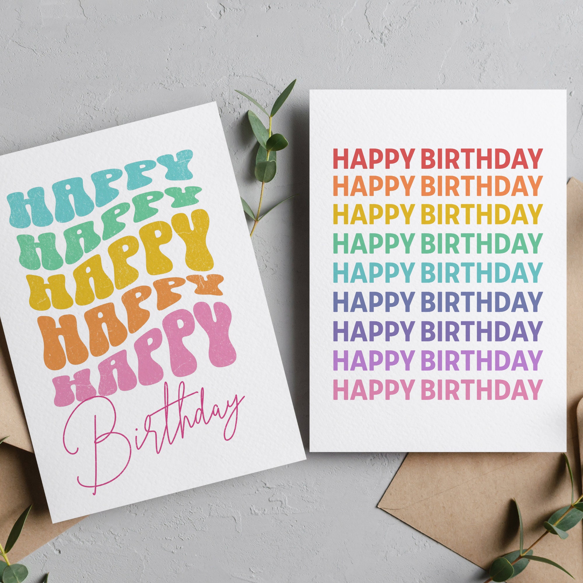 Rainbow Birthday Card, Printable Happy Birthday Card, Birthday Cards ...