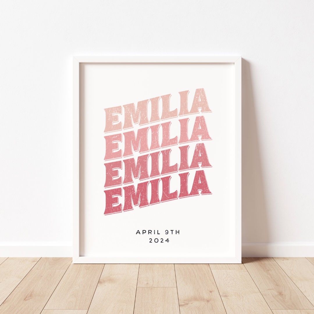 Personalized Baby Name Poster, Nursery Wall Decor, Retro Nursery Name ...