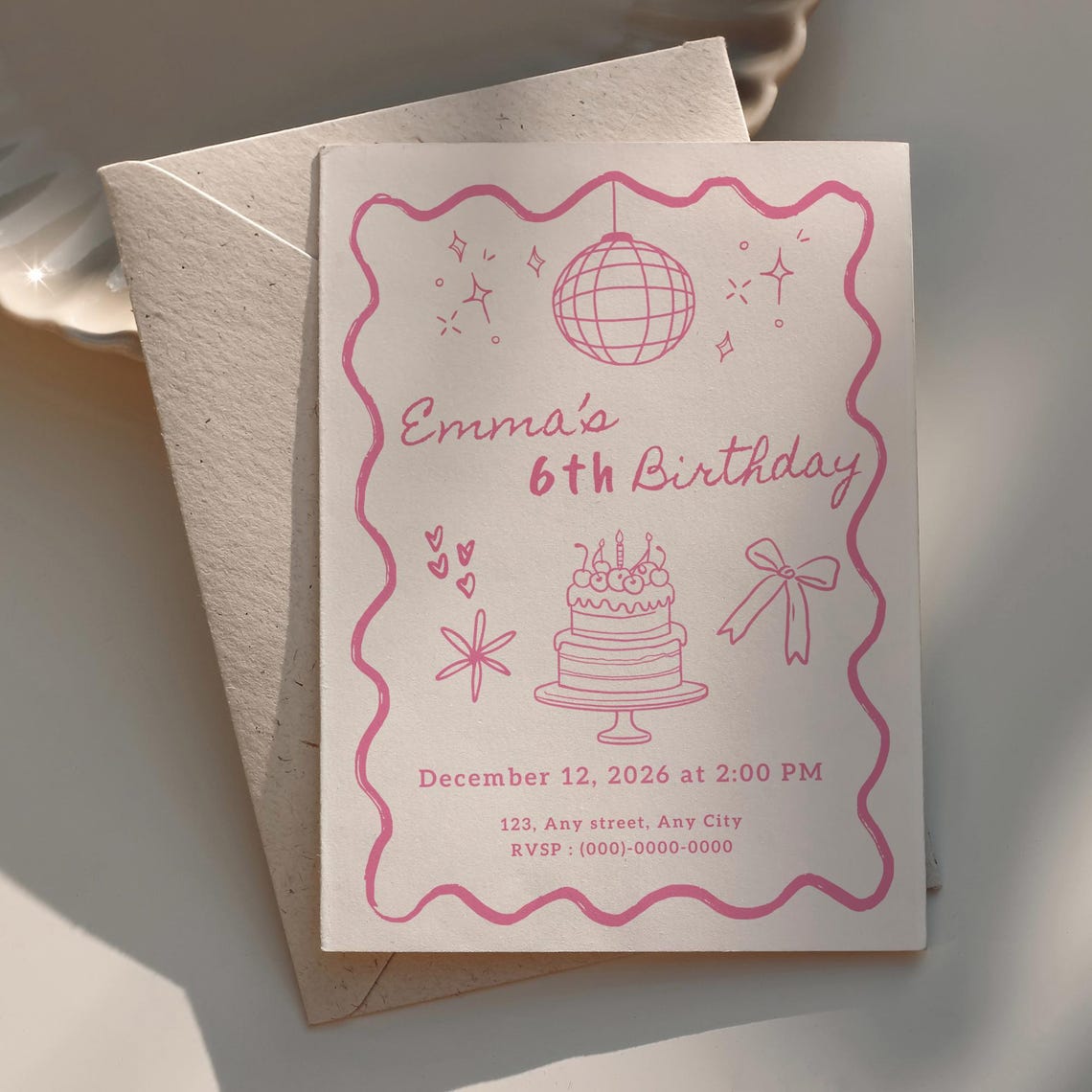 Printable Editable Birthday Party Invitation, Girl Birthday Invitation ...