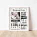 Birth Details Print, Newspaper Baby Birth Print, Birth Poster, Baby ...