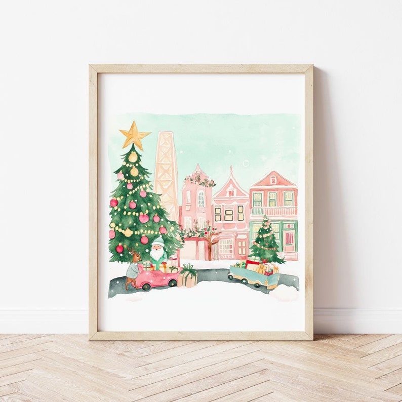 Printable Christmas Poster, Watercolor Holiday Poster, Christmas Wall ...