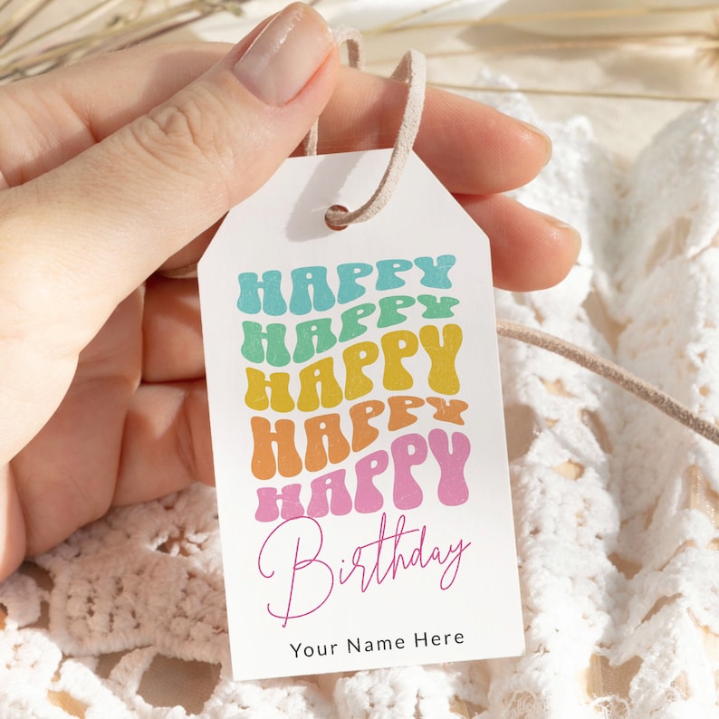 Happy Birthday Tags, Printable Birthday Tags, Birthday Gift Tag ...